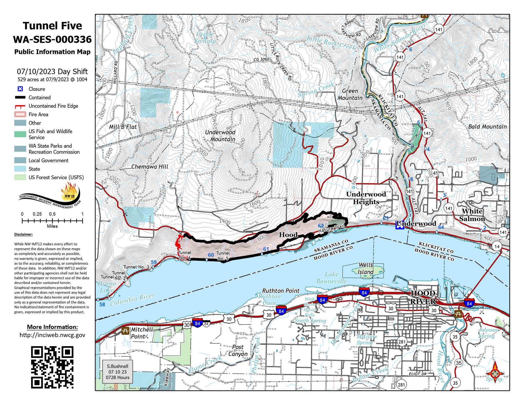Tunnel 5 Fire - FINAL UPDATE - July 10, 2023 | White Salmon Washington